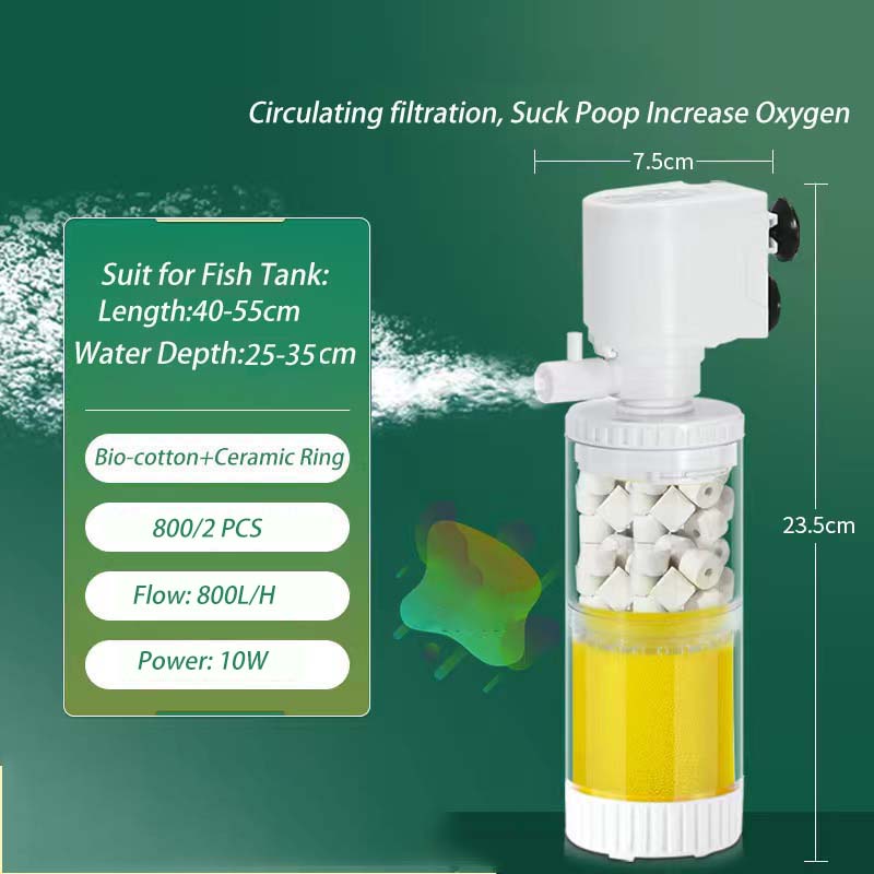 AQUARZOO Aquarium Internal Filter Pump Biochemical Sponge Filtration ...