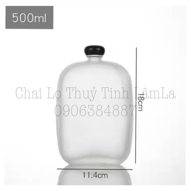 Chai Thuỷ Tinh Dẹp Bầu Nhám Mờ Nắp Nhựa Đen 100ML 250ML 350ML 500ML | Shopee Việt Nam