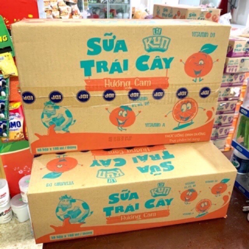 Thùng sữa trái cây Lif Kun Trái cây 48 hộp x 110ml | Shopee Việt Nam