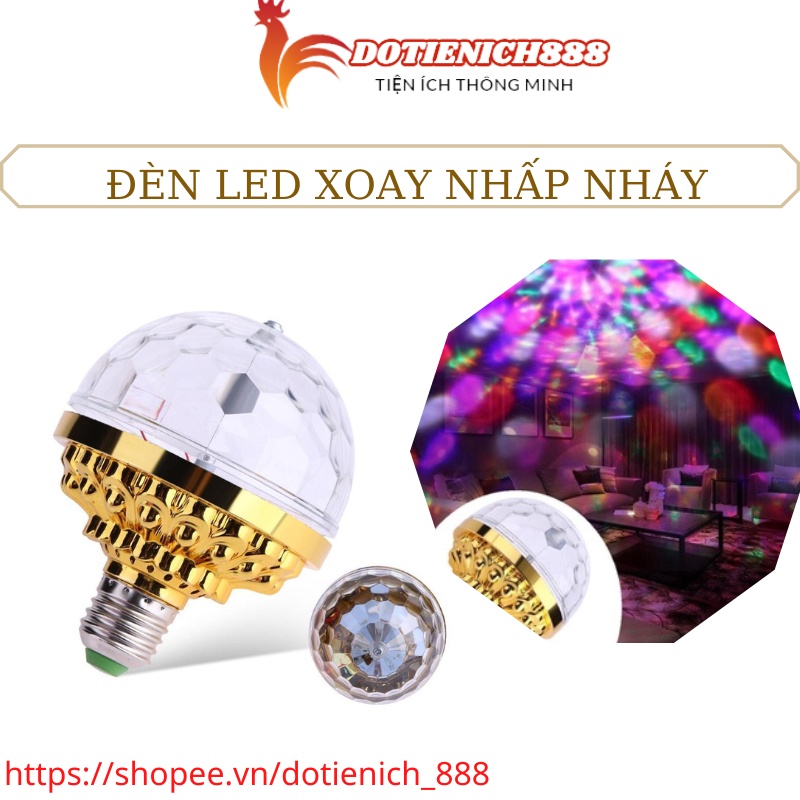 Đèn led xoay 7 màu vũ trường nháy chớp theo nhạc bay phòng sân khấu ...