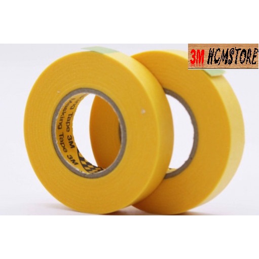 3M 243J PLUS 10mm dài 18met BĂNG KEO GIẤY CHE SƠN MASKING TAPE - dùng chạy chỉ siêu dai, chịu ...