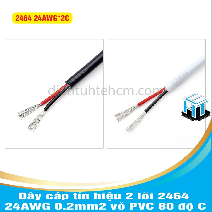 Dây cáp tín hiệu 2 lõi 2464 24AWG 0.2mm2 vỏ PVC 80 độ C | Shopee Việt Nam