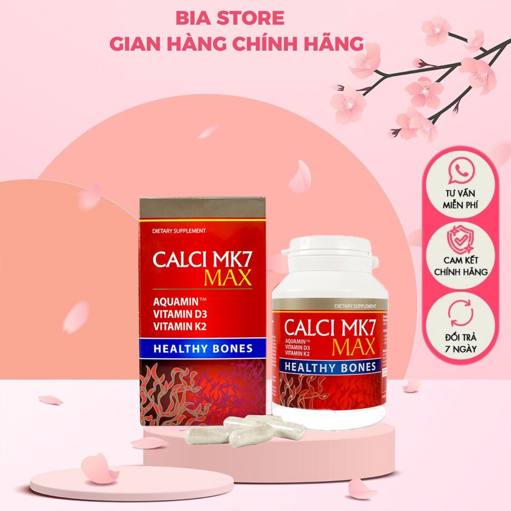 Calci MK7 Max - Viên uống bổ sung canxi tảo đỏ tự nhiên, vitamin D3, MK7 hộp 60 viên | Shopee ...