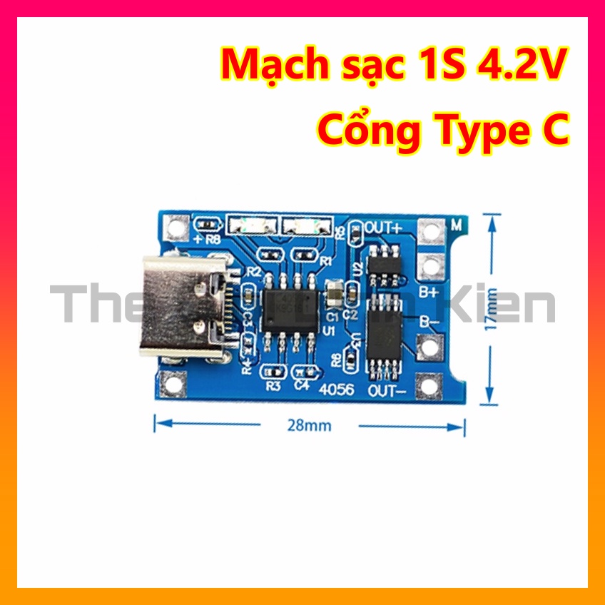 Mạch Sạc 1S Type C - Micro USB, Sạc Pin Lithium - 18650 - Lion TP4056 1A - Có IC Bảo Vệ Quá Dòng ...