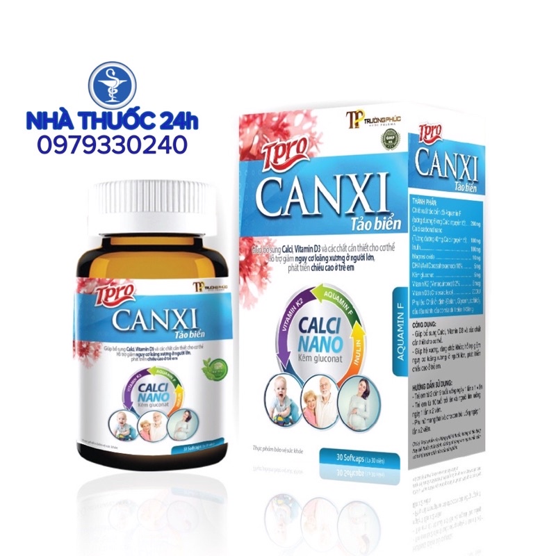 CANXI TẢO BIỂN Bổ sung canxi hữu cơ từ tảo biển và vitamin D3 Magie giảm loãng xương, tăng chiều ...