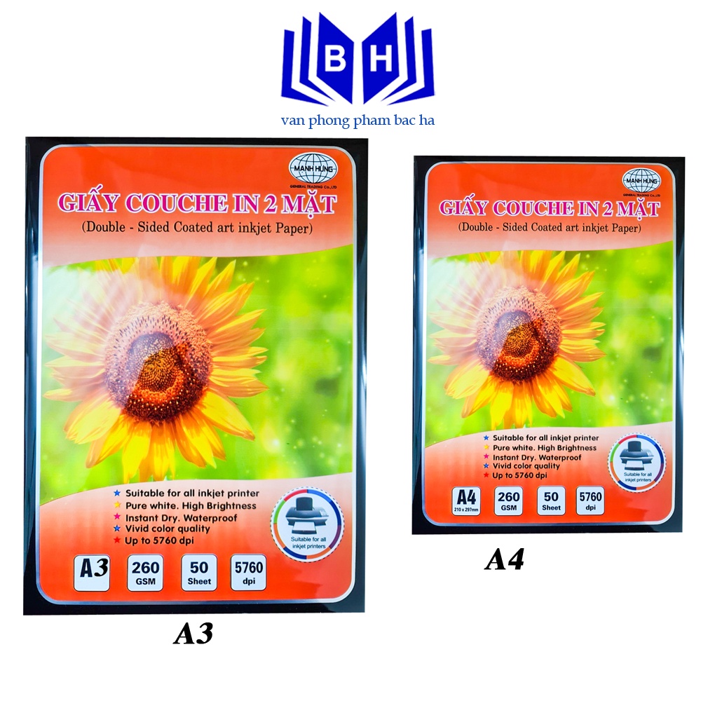 Giấy In Ảnh Couche Bóng 2 Mặt Định Lượng 260gms Khổ A3-A4 Bóng Đẹp Sử Dụng Trong In Ảnh Kĩ Thuật ...