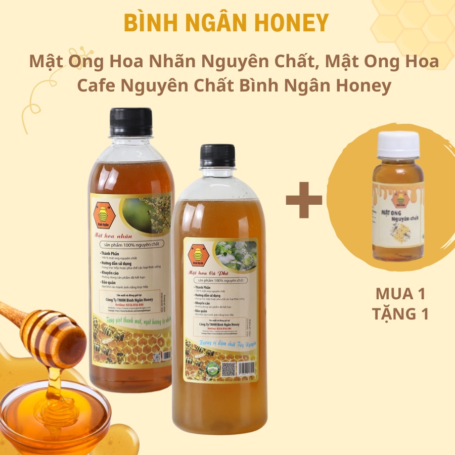 Mật Ong Hoa Nhãn Nguyên Chất, Mật Ong Hoa Cafe Nguyên Chất Bình Ngân Honey 500ml, 1L | Shopee ...