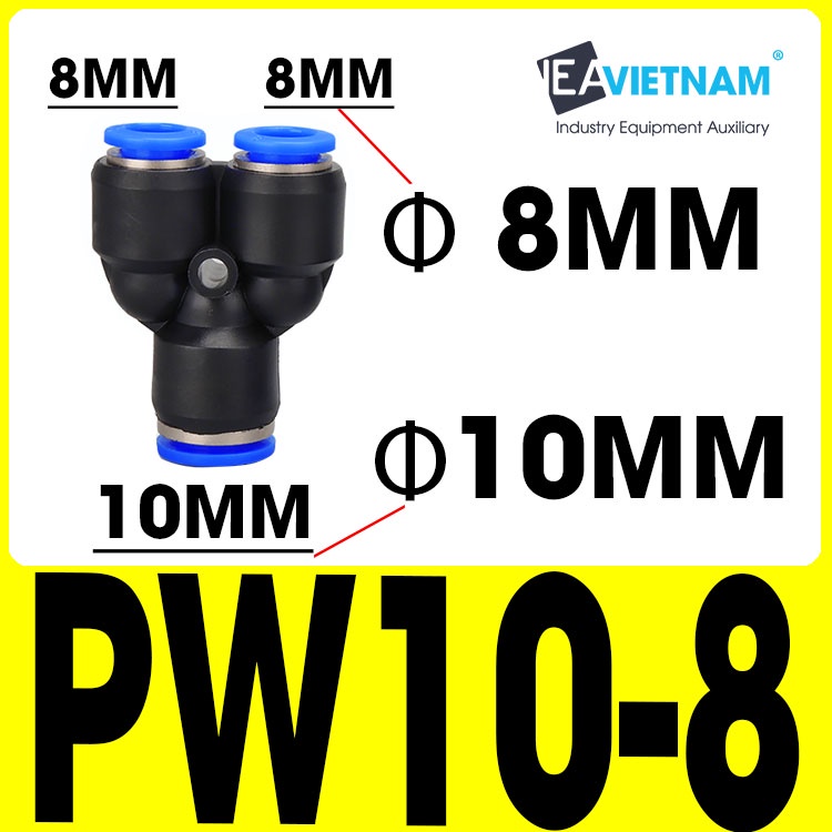 Đầu nối nhanh PW chia 3 Y chuyển đổi PW8-4 PW8-6 PW6-4 PW10-6 PW10-8 PW12-8 PW12-10 PW16-12 ...