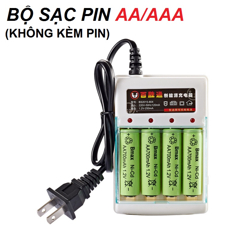 Bộ sạc 4 pin AA/AAA 1.2v 250mah (sạc pin con thỏ, pin AAA) | Shopee ...