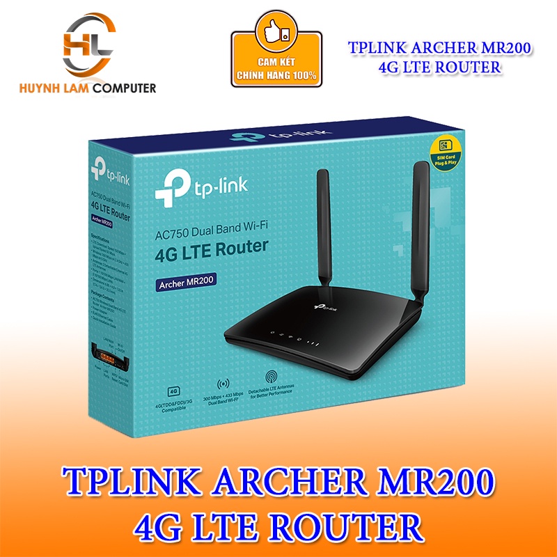 Bộ phát Wifi TPlink Archer MR200 có khe gắn SIM 4G LTE AC750 - Chính ...