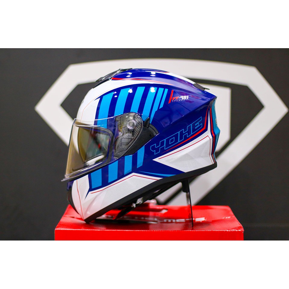 MŨ BẢO HIỂM FULLFACE YOHE 981 2 KÍNH TRẮNG XANH BÓNG | Shopee Việt Nam