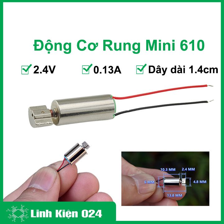 Động cơ rung mini 610 với bánh xe rung bằng thép vonfram DC2.4V 0.13A ...