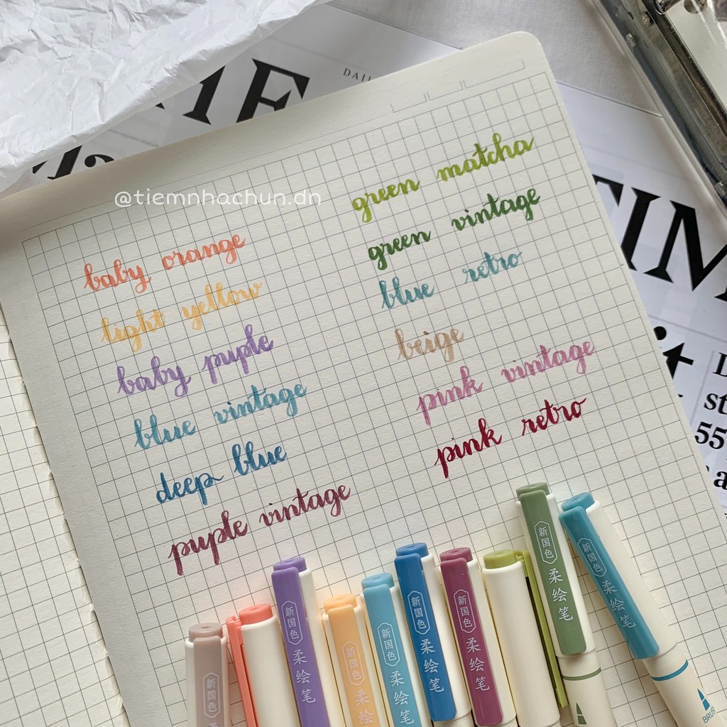 (MỚI) BÚT SOFT BRUSH SIGN PEN MÀU PASTEL VINTAGE VIẾT TIÊU ĐỀ VÀ ...
