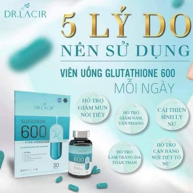 [CHÍNH HÃNG]Viên Uống Trắng Da GLUTATHIONE 600 - DR LACIR | Shopee Việt Nam