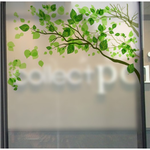 Decal trang trí kính cao cấp mẫu nhánh cây xanh 02 (58x60cm)-DK7015 | Shopee Việt Nam