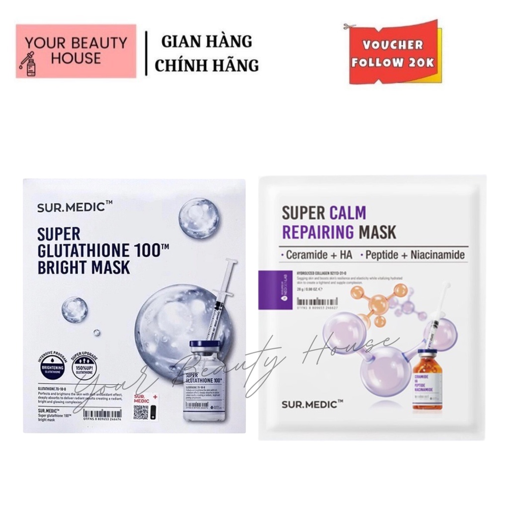 [Sur.Medic] Mặt Nạ Phục Hồi Dưỡng Trắng Da Super Glutathione 100 Bright ...