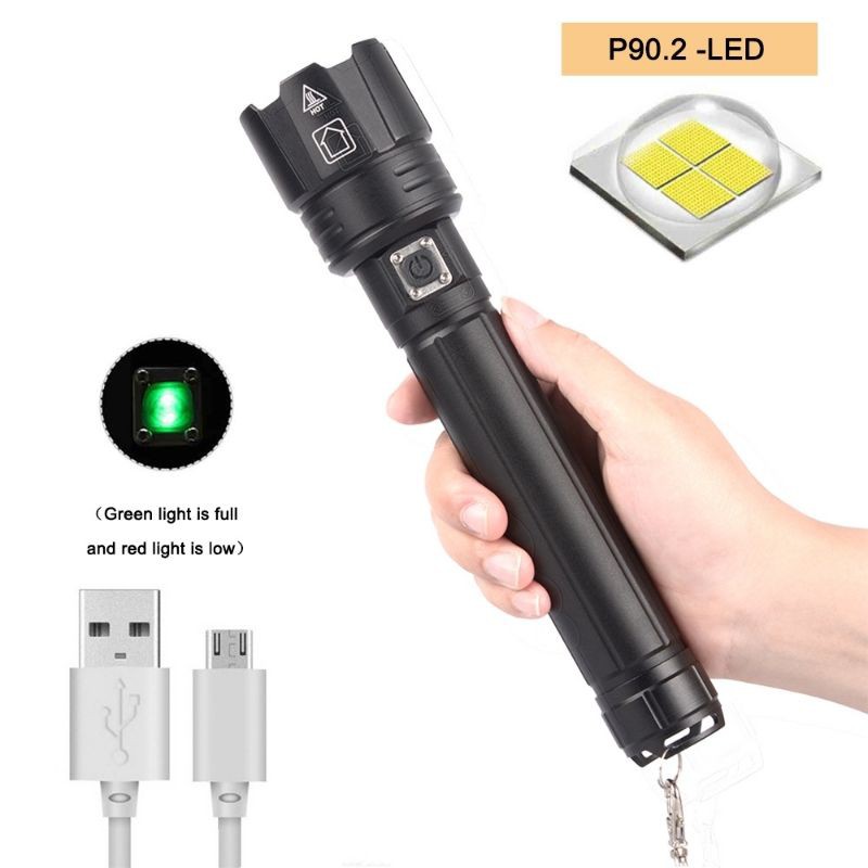 Đèn pin siêu sáng chip Led P90 gương cầu có Zoom chống nước | Shopee ...