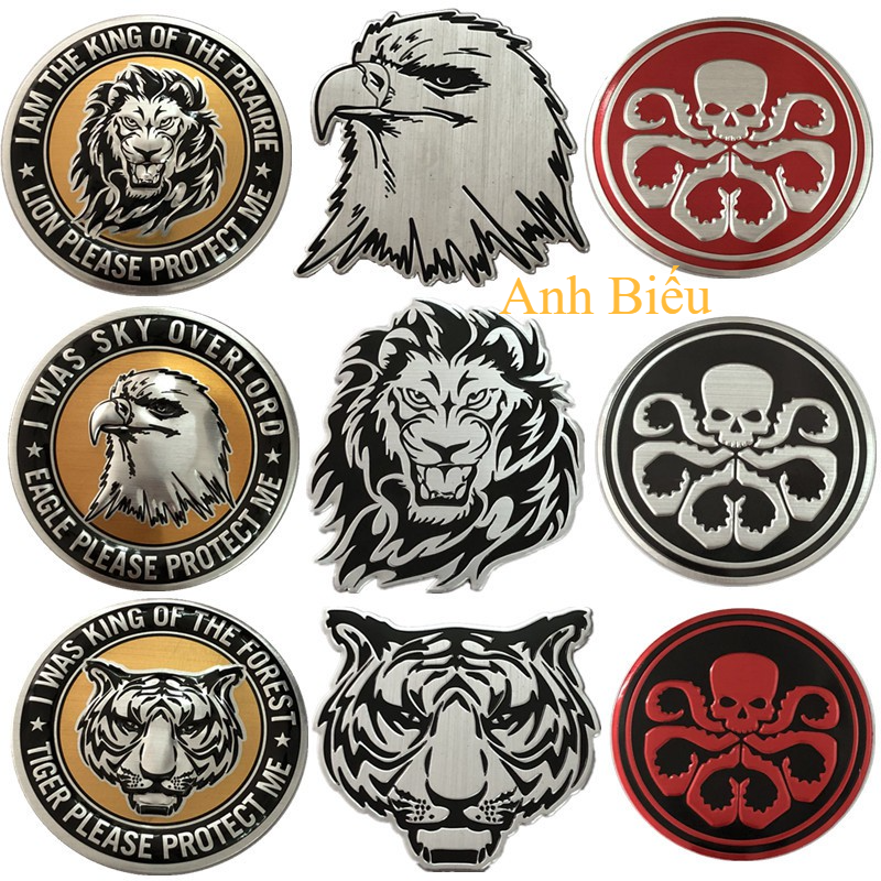Logo Nhôm dán xe dập nổi hình Đại bàng - Hổ - Sư tử | Shopee Việt Nam