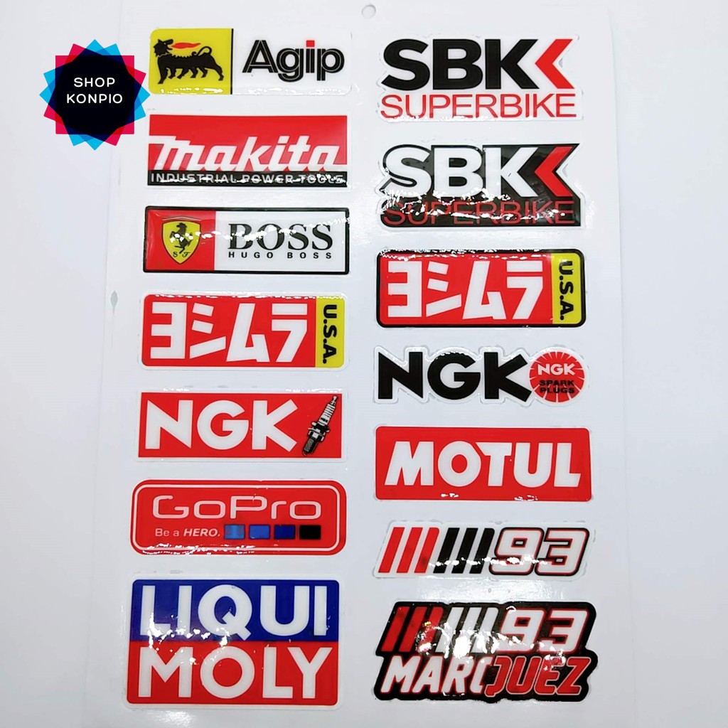 Bộ Tem Sticker SBK NGK Dập Nổi Cao Cấp Dán Xe Máy, Ô Tô, Mũ Bảo Hiểm ...