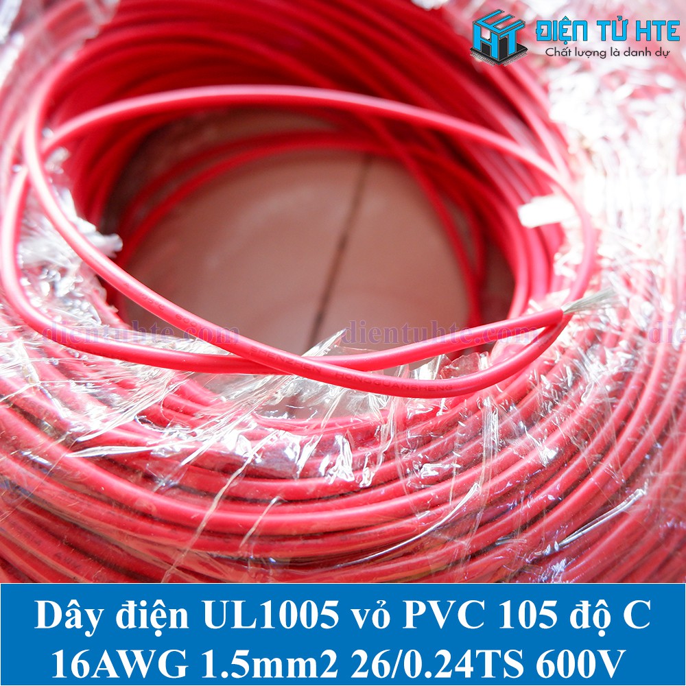 5 mét Dây điện UL1015 vỏ PVC 600V 105°C 16AWG 1.5mm2 26/0.24TS | Shopee Việt Nam