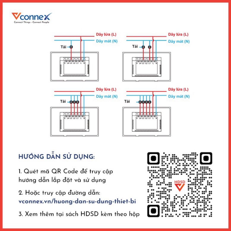 Công tắc thông minh vuông viền nhôm Vconnex - Điều khiển từ xa, Wi-Fi 2 ...