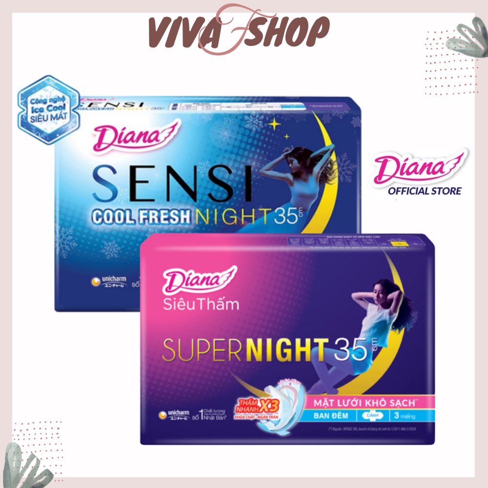Băng vệ sinh đêm Diana Sensi Cool Fresh Night (35cm -3 Miếng)/ BVS ...