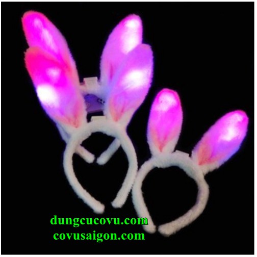 Băng đô tai thỏ bông đèn led, cài đầu tai thỏ bông có led | Shopee Việt Nam