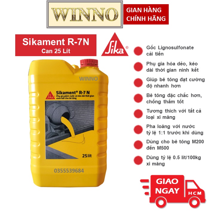 [Hỏa Tốc HCM] Phụ Gia Siêu Dẻo Sikament R7 N Tăng Cường Độ và Độ Sụt Cho Bê Tông Can 25 lít Sika ...