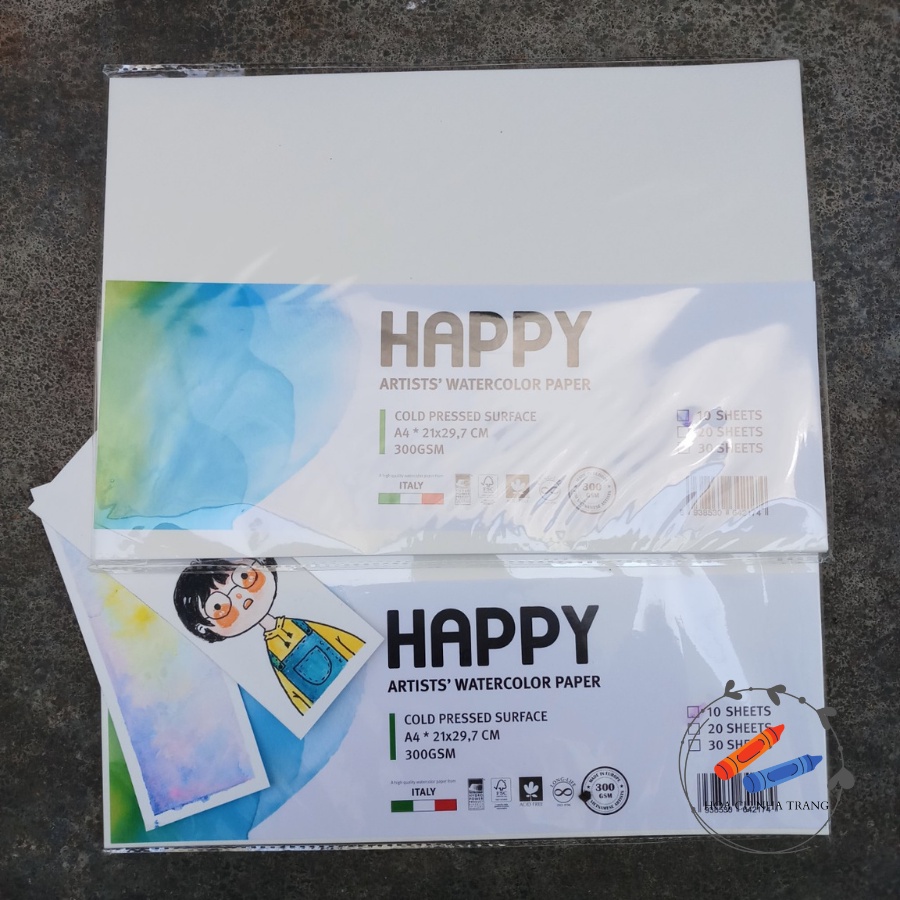 [HOẠ CỤ NHA TRANG] Giấy Vẽ Happy Màu Nước 300gsm A3/A4/A5 Tệp 10 Tờ | Shopee Việt Nam