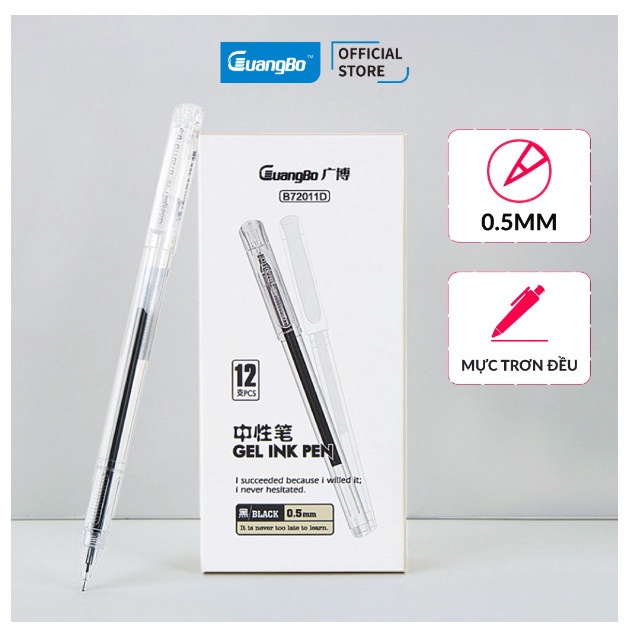Bút bi nước trong suốt màu đen 0.5 mm GuangBo B72011D | Shopee Việt Nam