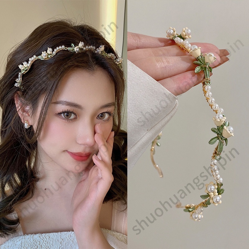 Băng Đô Hoa Lily Đính Ngọc Trai Nhân Tạo Phong Cách Retro Thanh Lịch ...