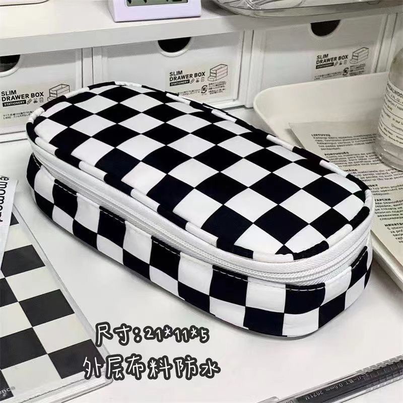 Ohaya D194 Đen Trắng Checkerboard Hộp Đựng Bút Chì Dung Tích Lớn Túi Bút Chì Di Động Văn Phòng ...