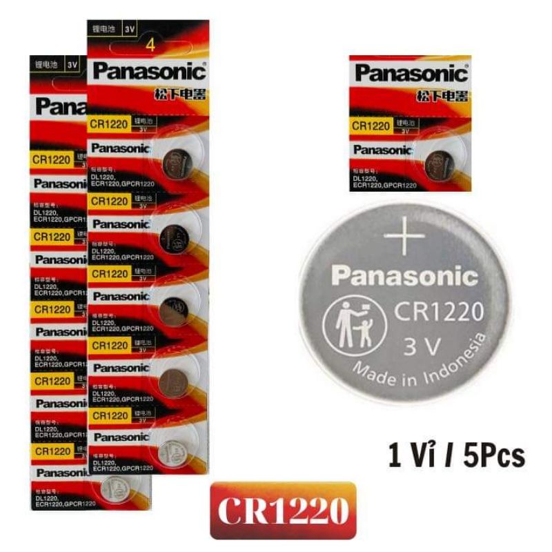Pin cúc PANASONIC CR1220 3v Lithium - vỉ 5 viên [ Hàng chính hãng ] Made in Indonesia | Shopee ...
