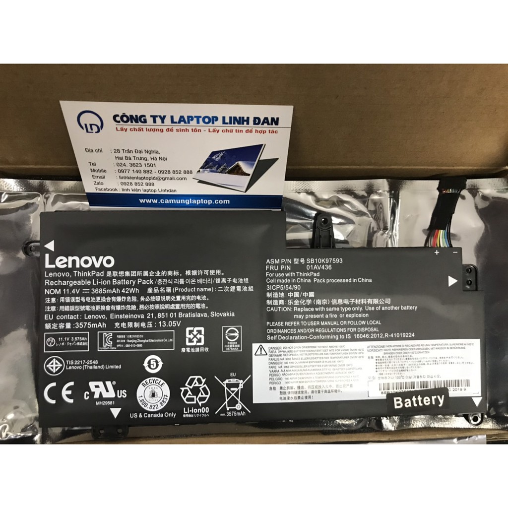 Pin Lenovo ThinkPad S2 13 01AV400 01AV401 01AV436 01AV437 Battery ...