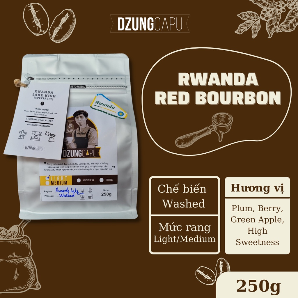 Cà Phê Rwanda - Giống Red Bourbon - Gói 250g - DzungCapu Specialty Coffee | Shopee Việt Nam