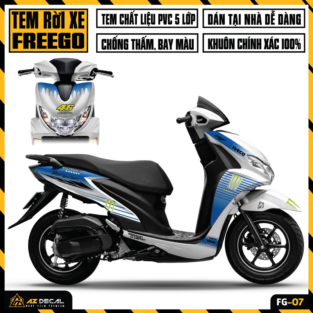 Decal Dán Xe Yamaha FreeGo Mẫu Monster | FG-07 | Tem Chế Xe FreeGo 125 ...