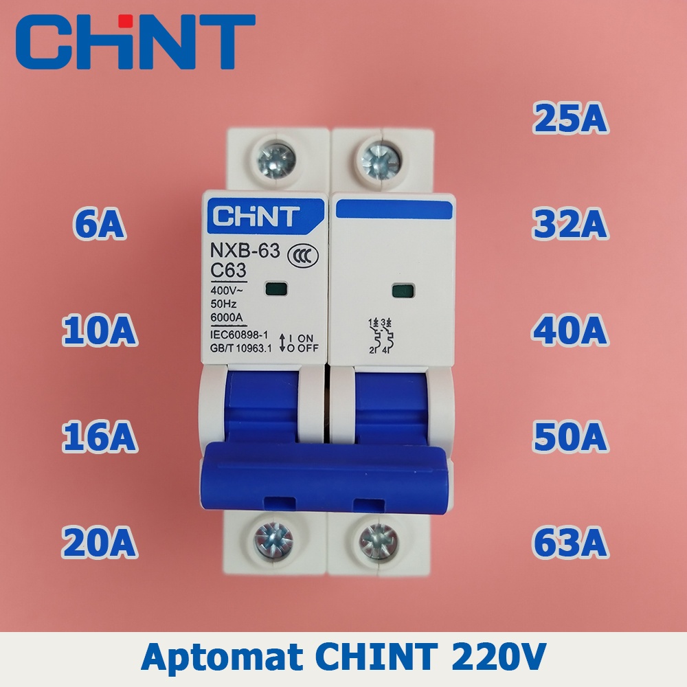 Aptomat CHINT NXB-63 bộ ngắt mạch CB tép MCB 220V 2P 6A 10A 16A 20A 25A 32A 40A 50A 63A | Shopee ...