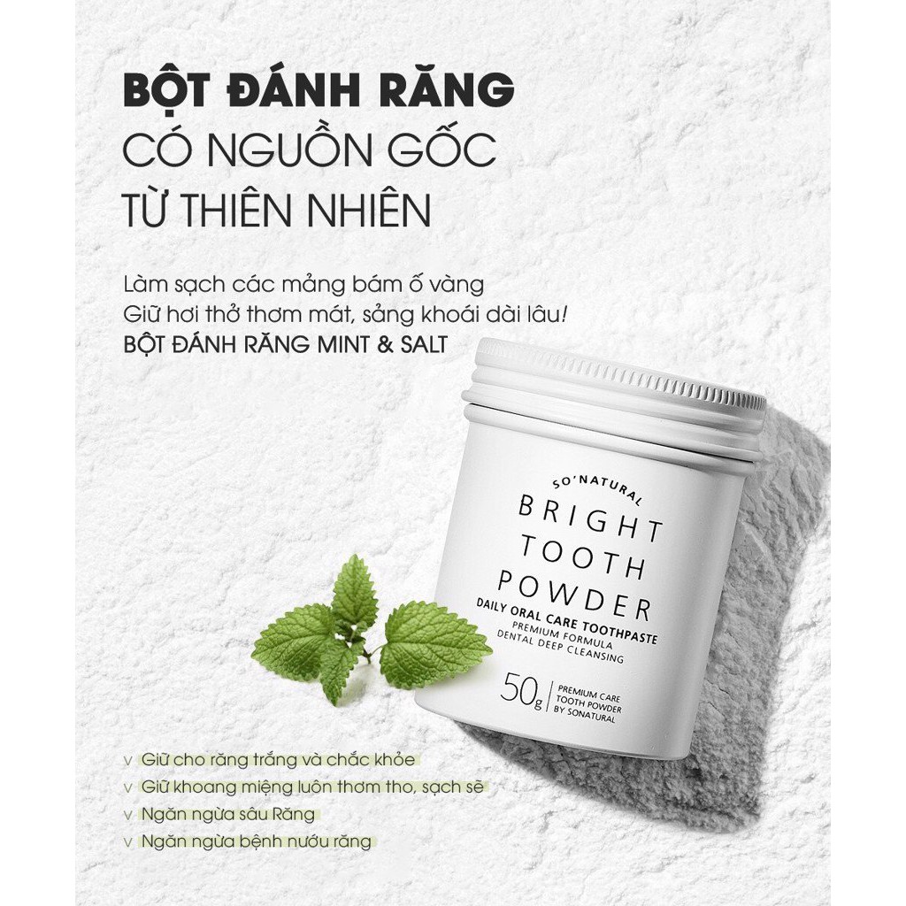 Bột trắng răng 𝗕𝗿𝗶𝗴𝗵𝘁 𝗧𝗼𝗼𝘁𝗵 𝗣𝗼𝘄𝗱𝗲𝗿 𝗦𝗼 𝗡𝗮𝘁𝘂𝗿𝗮𝗹 | Shopee Việt Nam