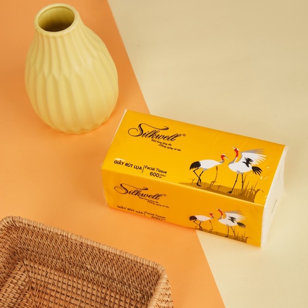 Thùng 9 giấy ăn rút Silkwell Sếu 200 tờ 3 lớp hàng cao cấp, lụa mềm mịn ...