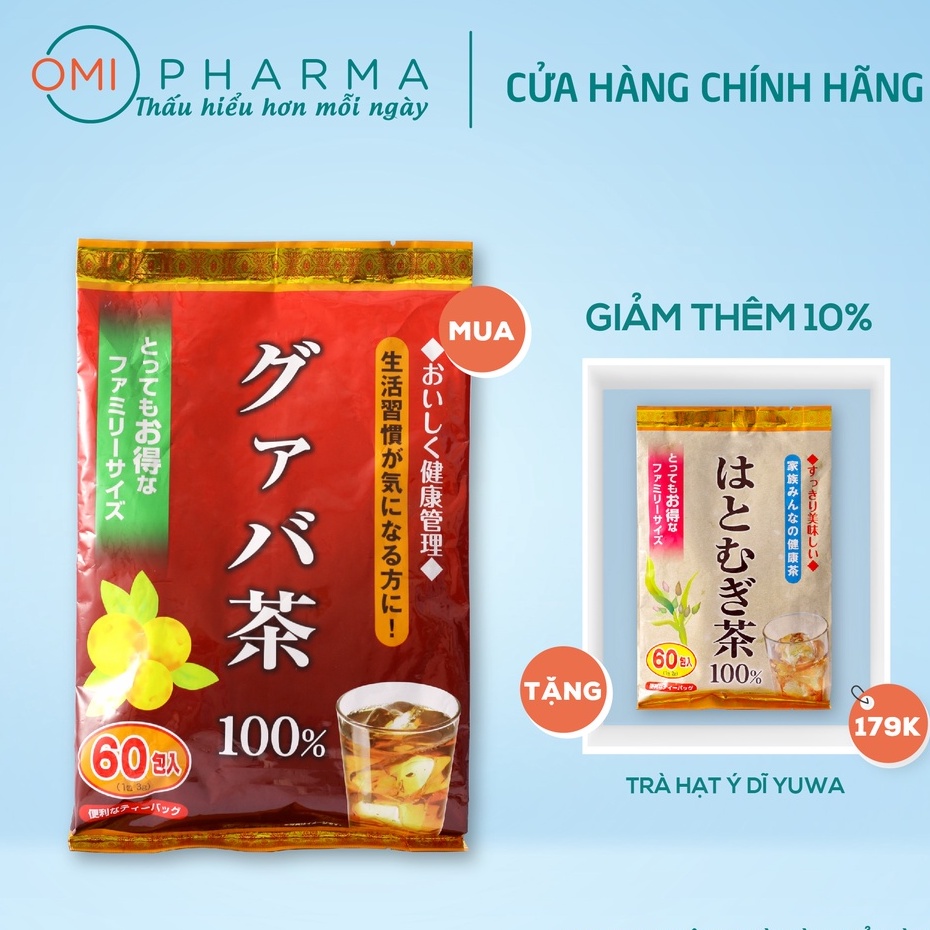 Trà Lá Ổi Yuwa 100% Lá Ổi Guava Tea Thanh Nhiệt Giảm Cân, Tốt Sức Khỏe Túi 60 Gói [Mua 1 Tặng 1 ...