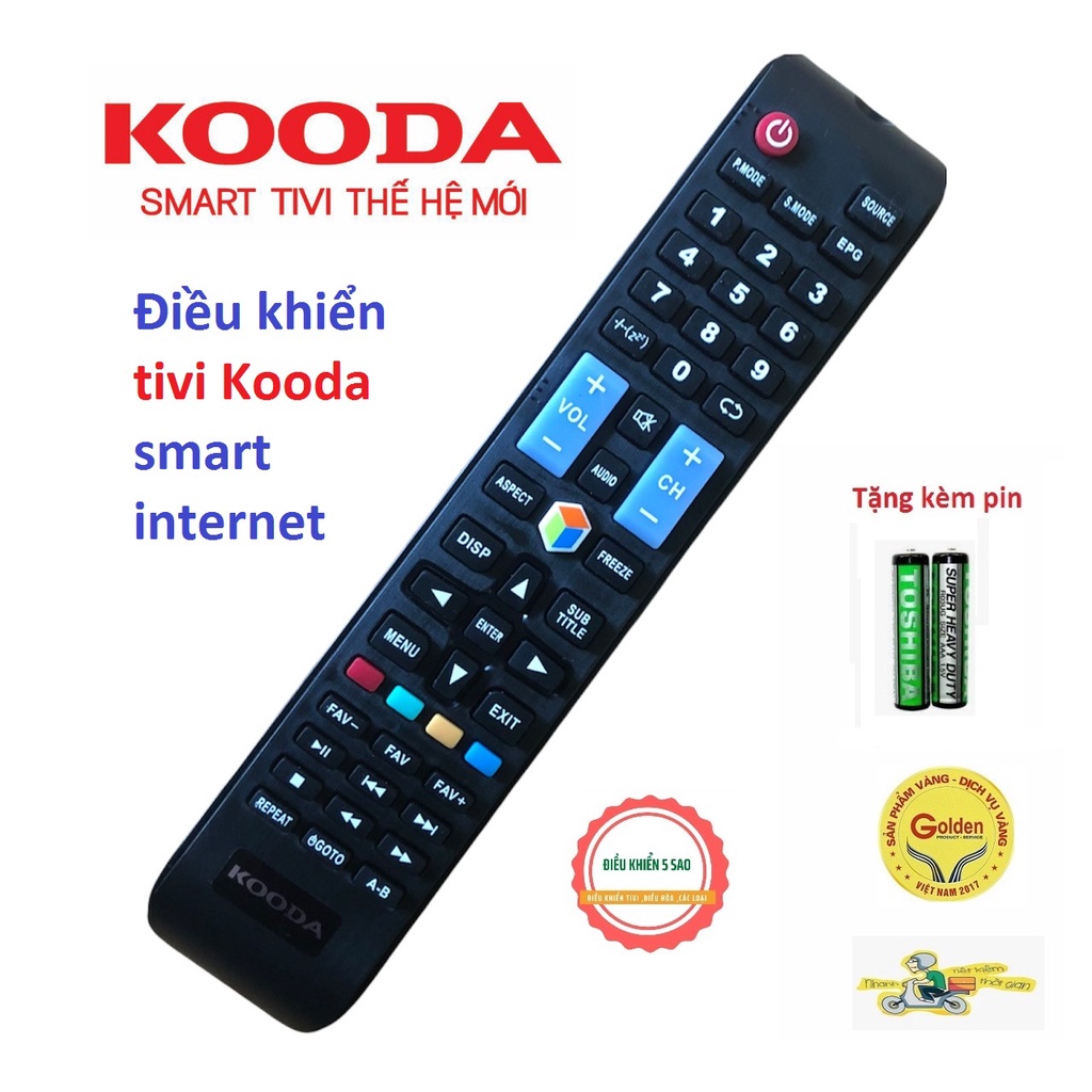 Điều khiển tivi KOODA smart internet loại tốt zin theo máy chất lượng cao - tặng kèm pin chính ...