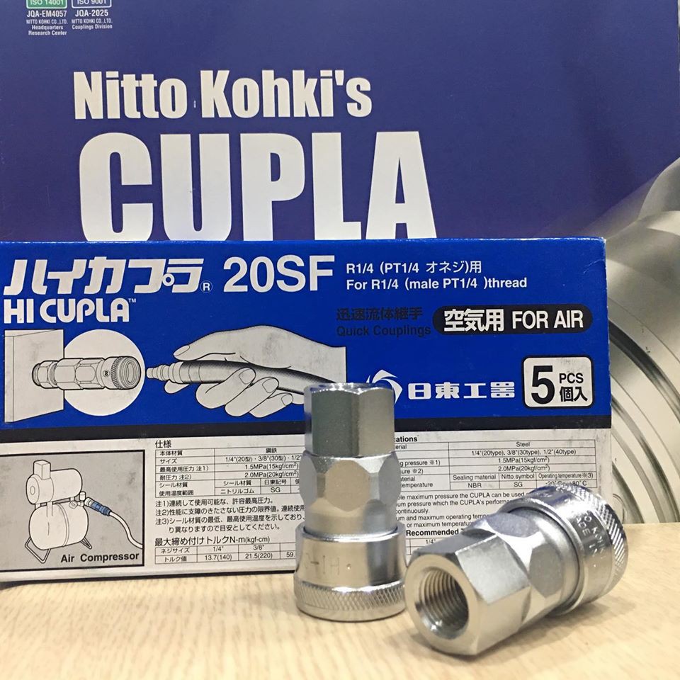 Đầu nối nhanh khí nén Nitto Nhật đầu cái 20SM, 20SH, 20SF, 65SN và đầu ...