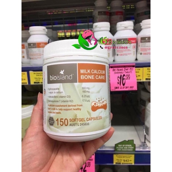 Viên uống hỗ trợ bổ sung Canxi Bio Island Milk Calcium Bone Care ...