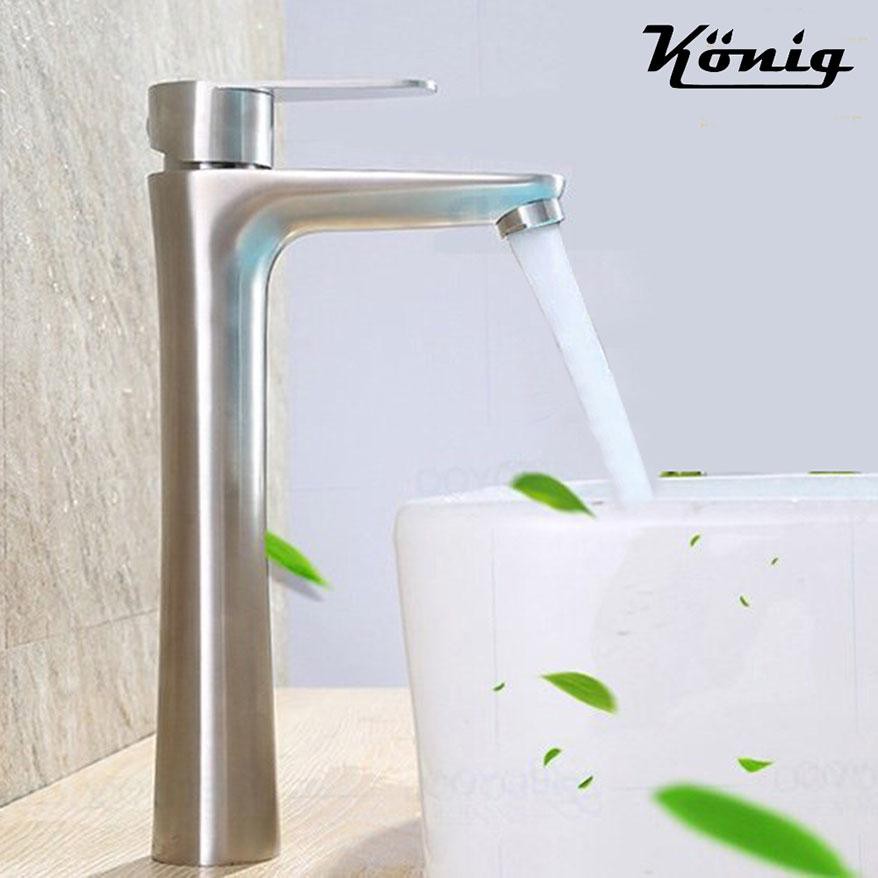 Vòi Lavabo nóng lạnh điếu cao 30cm Inox SUS-304 Konig KN-D02 (Xước mờ ...