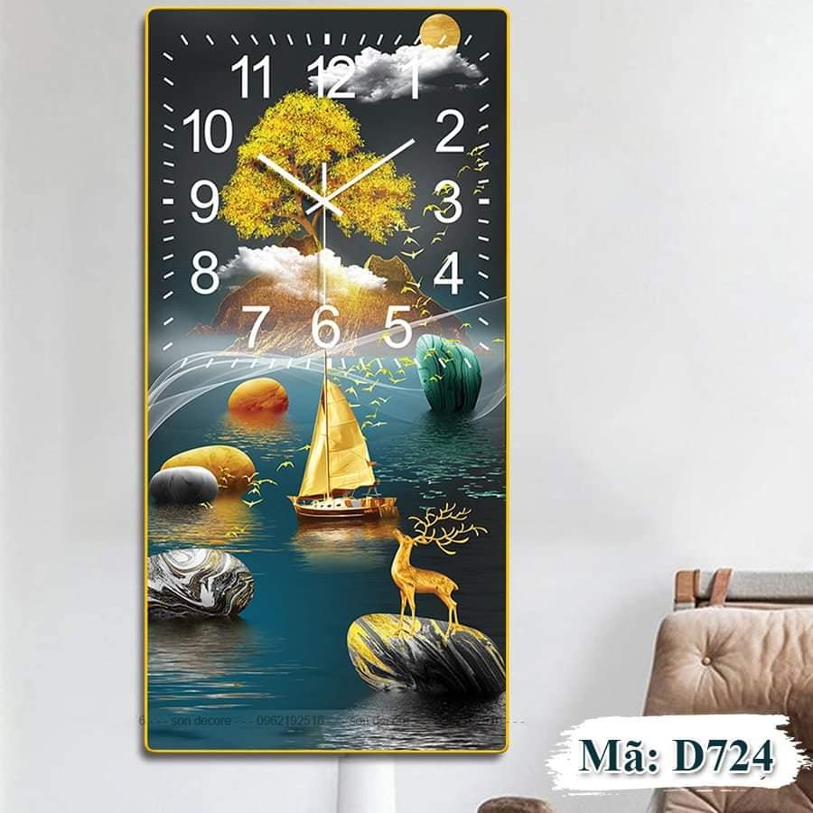 Tranh đồng hồ tráng gương 5D mã D724 động cơ kim trôi không gây tiếng động | Shopee Việt Nam