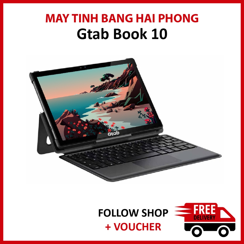 ﹍Máy tính bảng Gtab Book 10 kèm bàn phím 2021 chuyên học, họp online ...