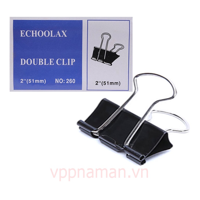 Kẹp giấy kim loại Slecho Double Clip size 51mm hộp 12c, kẹp bướm giấy văn phòng màu đen, kẹp tài ...