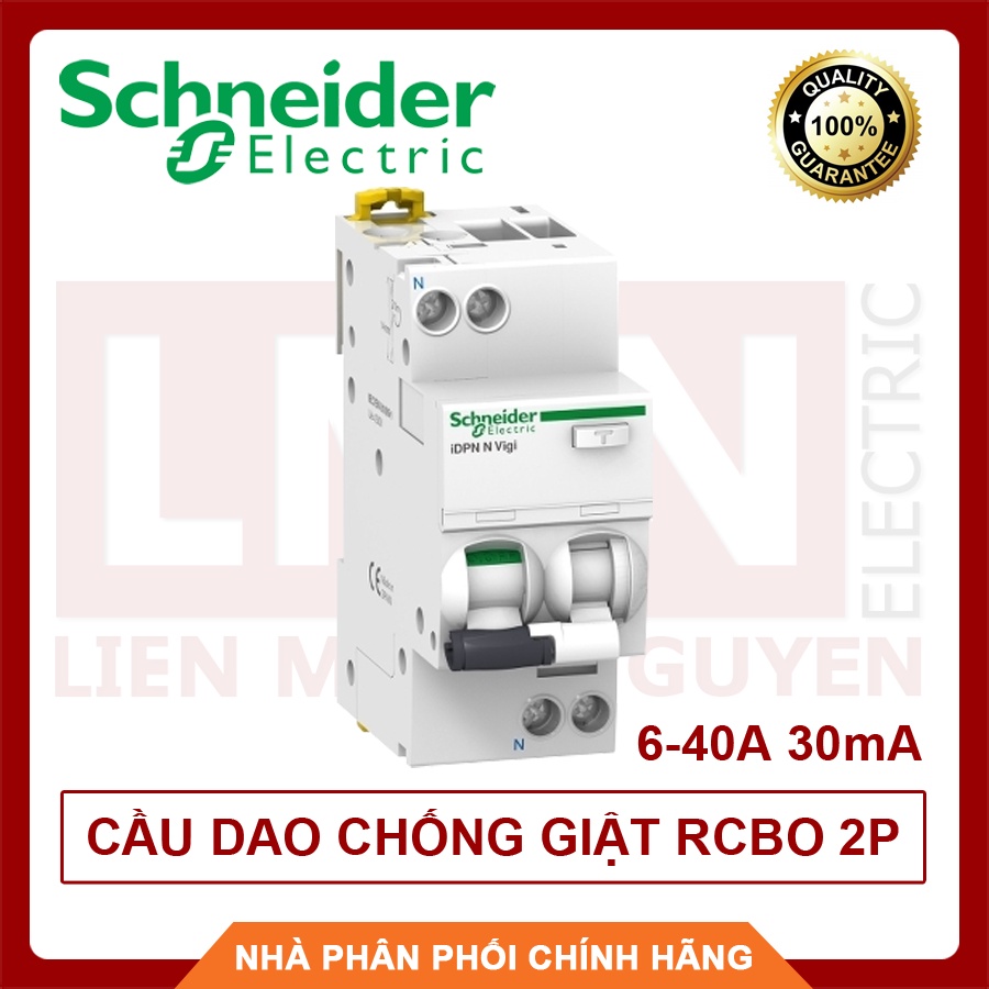 SCHNEIDER Cầu Dao Chống Giật RCBO 2 Pha 2 Cực 6A ~40A 30mA - Xuất xứ ...