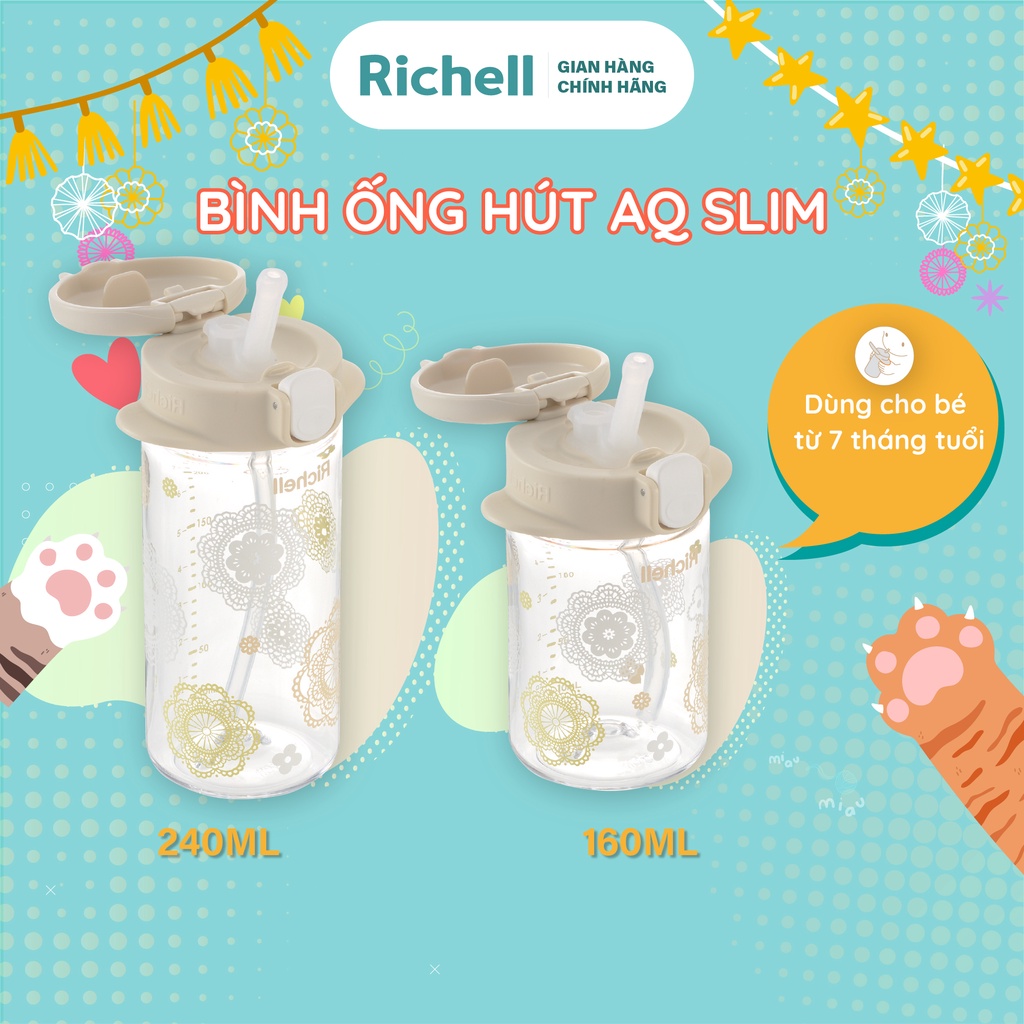 Bình ống hút RICHELL Nhật RICHELL Nhật AQ Slim chống sặc | Baby ...