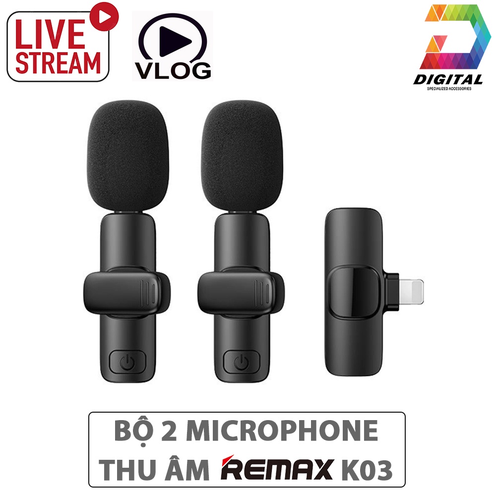 Bộ 2 Micro Thu Âm Remax K03 Không Dây Cài Áo Hỗ Trợ LiveStream, Quay Video Chính Hãng | Shopee ...